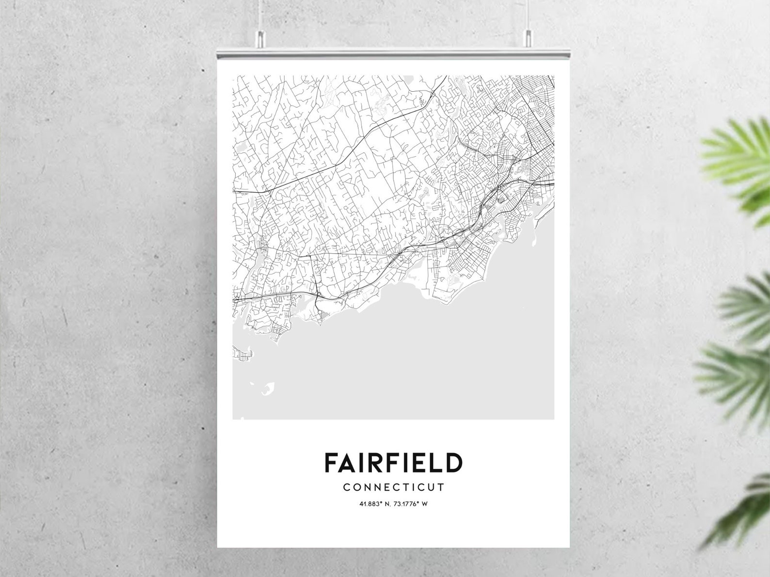 Fairfield Map Print Fairfield Map Poster Wall Art Ct City | Etsy