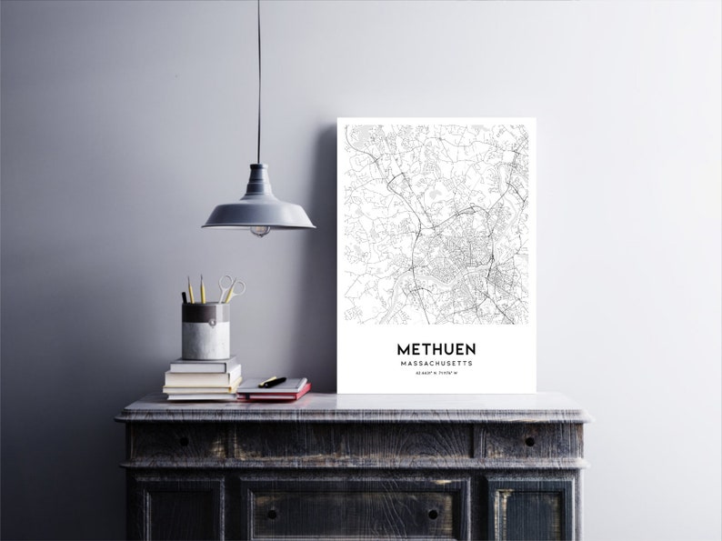 Methuen Map Print, Methuen Map Poster Wall Art, Ma City Map ...