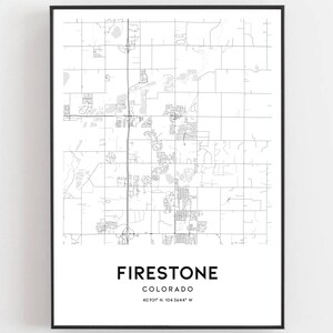 Firestone Map Print Firestone Map Poster Wall Art Co City | Etsy