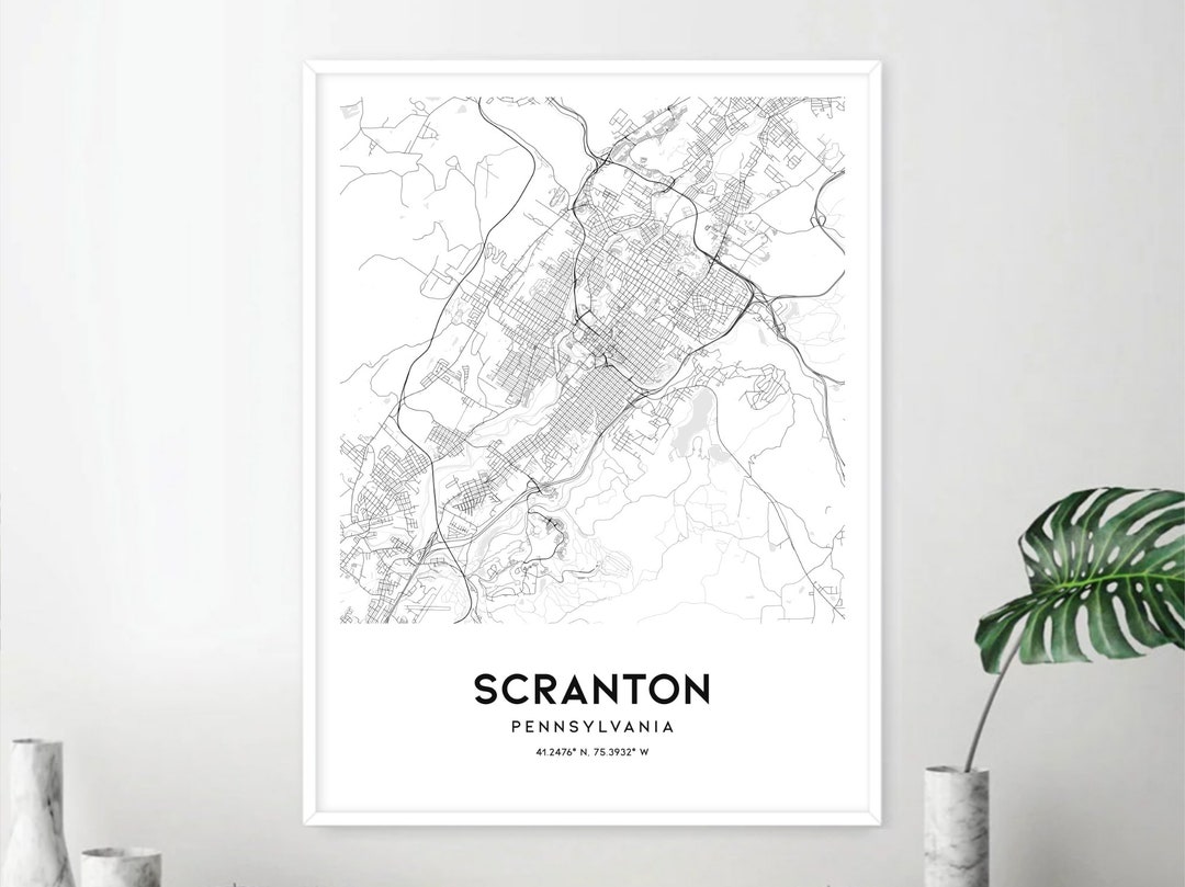 Scranton Map Print, Scranton Map Poster Wall Art, Pa City Map ...