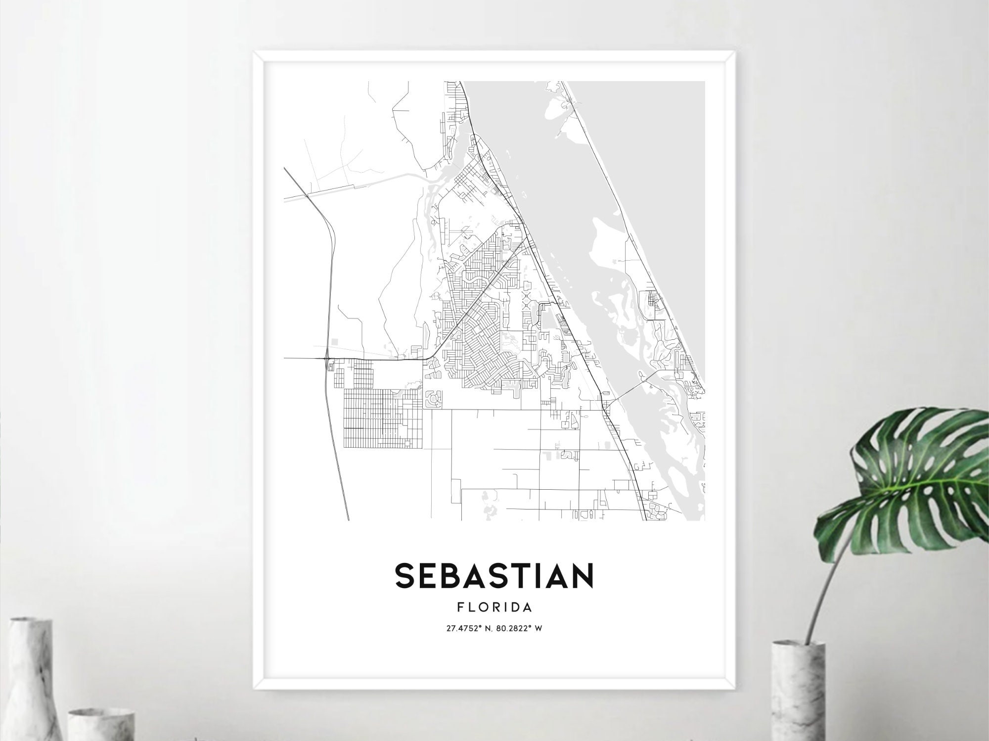 Sebastian Map Print Sebastian Map Poster Wall Art Fl City - Etsy