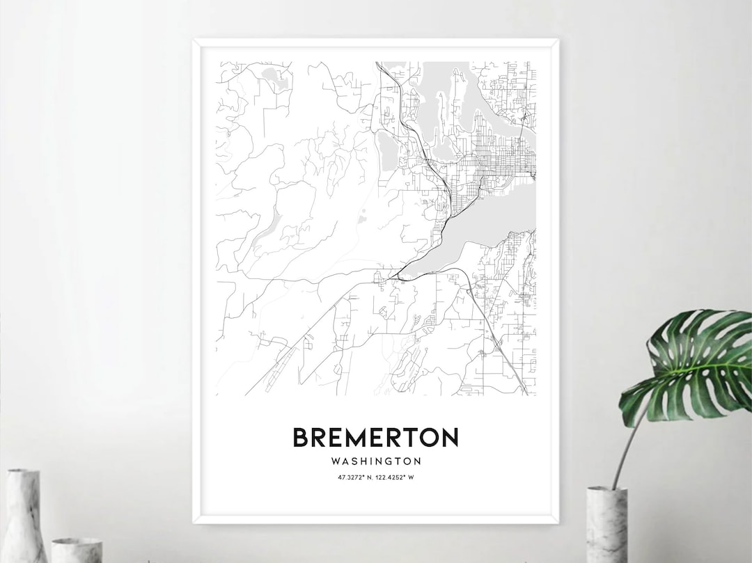 Bremerton Map Print Bremerton Map Poster Wall Art Wa City - Etsy