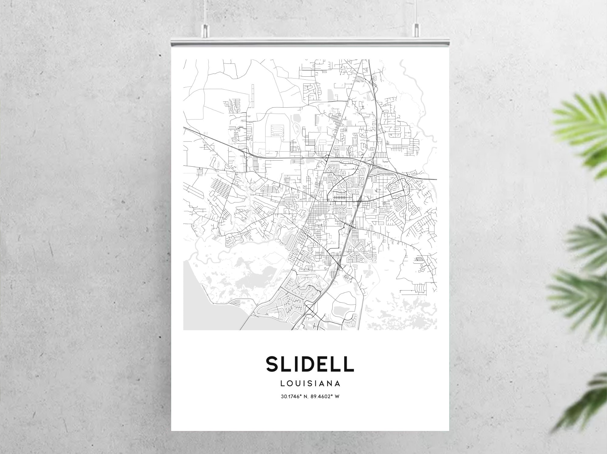Slidell Map Print Slidell Map Poster Wall Art La City Map | Etsy