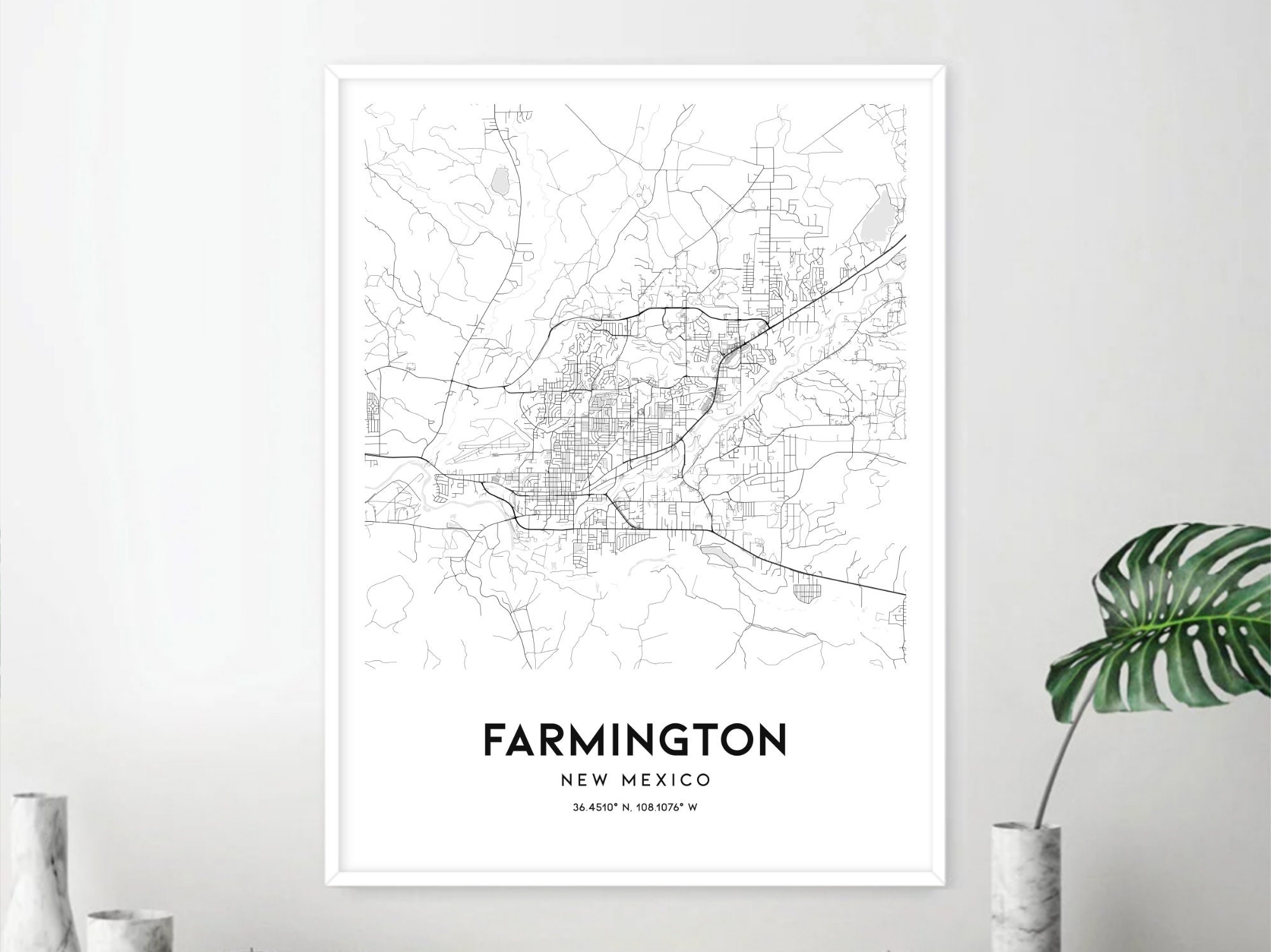 Farmington Map Print Farmington Map Poster Wall Art Nm City - Etsy