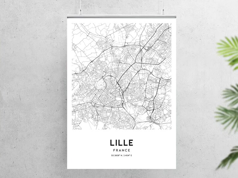 Lille Map Print Lille Map Poster Wall Art Lille City Map - Etsy