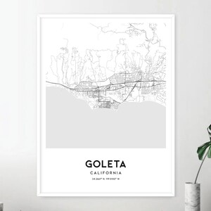 Goleta Map Print, Goleta Map Poster Wall Art, Ca City Map, California ...