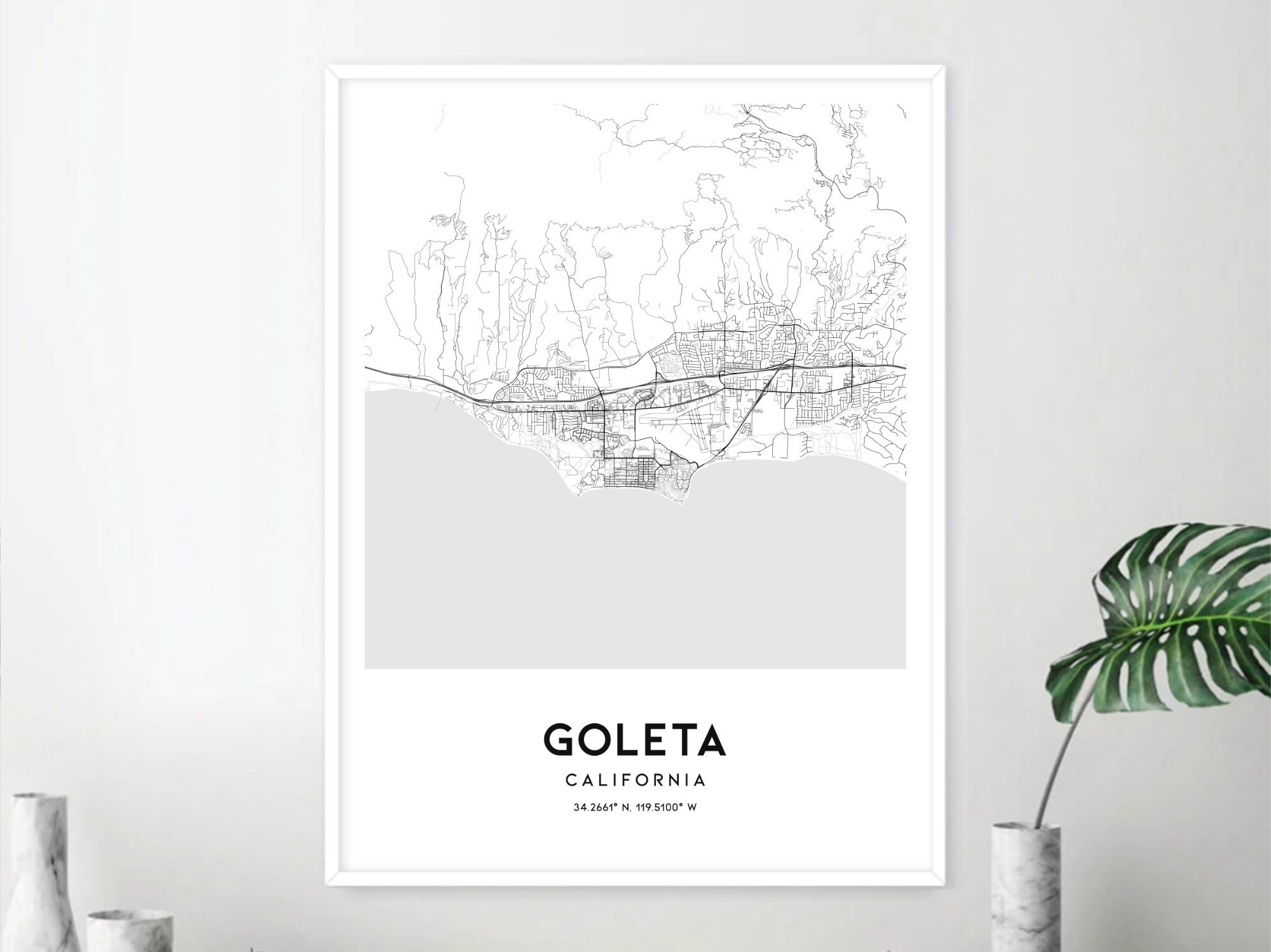 Goleta Map Print, Goleta Map Poster Wall Art, Ca City Map, California ...