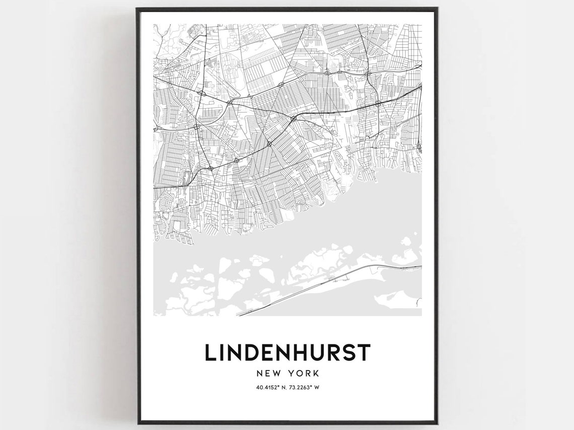 Lindenhurst Map Print Lindenhurst Map Poster Wall Art Ny | Etsy
