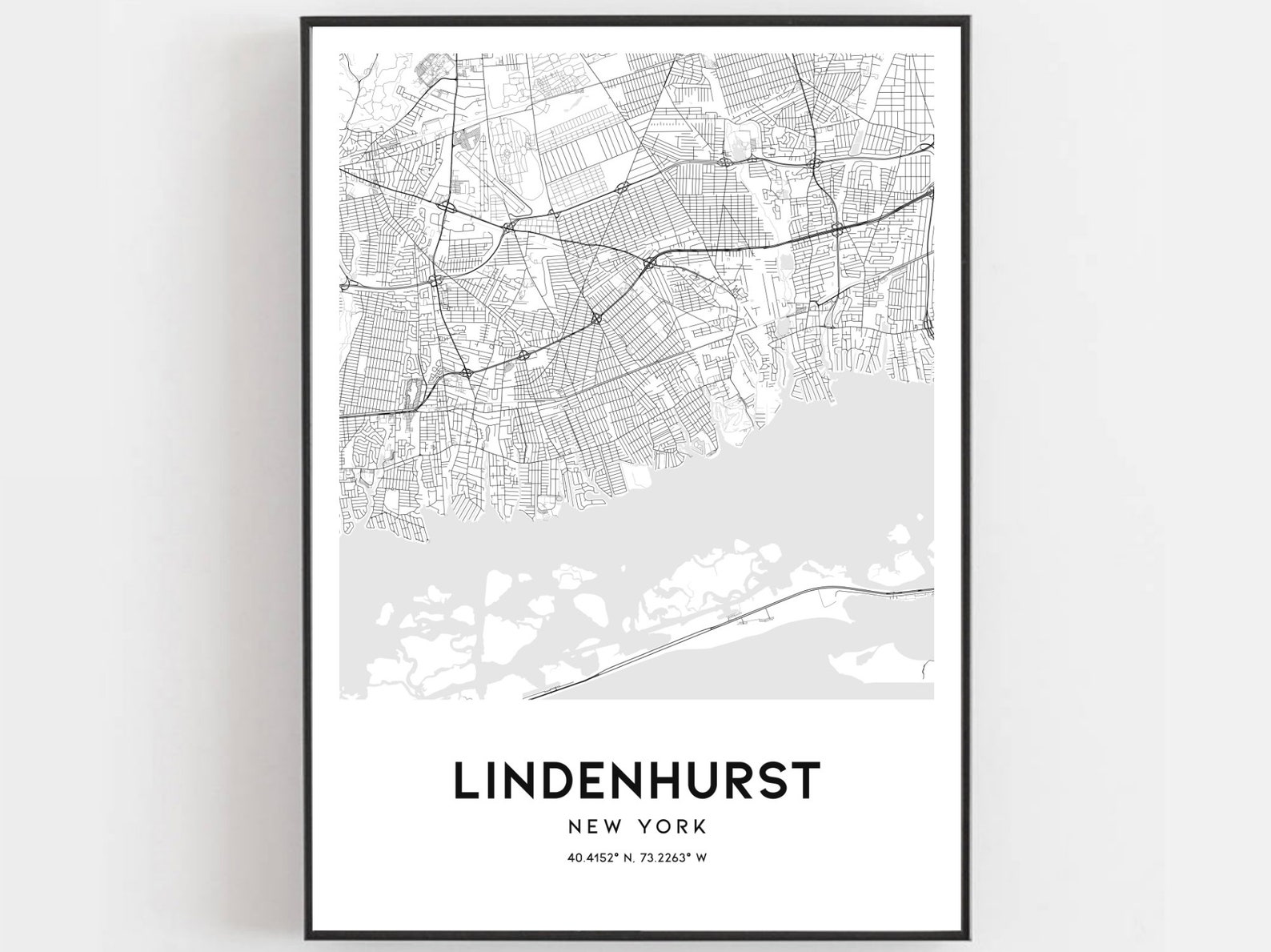 Lindenhurst Map Print Lindenhurst Map Poster Wall Art Ny | Etsy