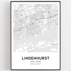 Lindenhurst Map Print Lindenhurst Map Poster Wall Art Ny | Etsy