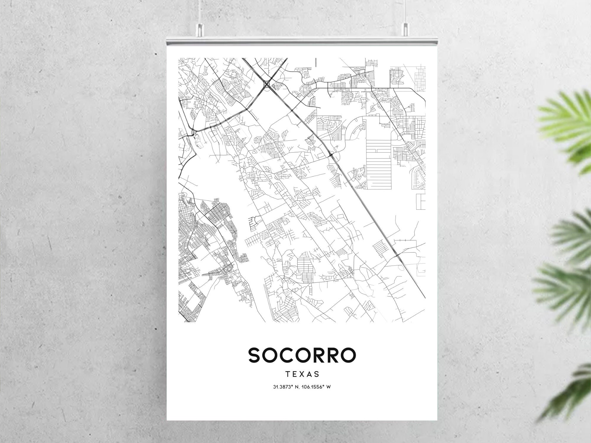 Socorro Map Print Socorro Map Poster Wall Art Tx City Map | Etsy