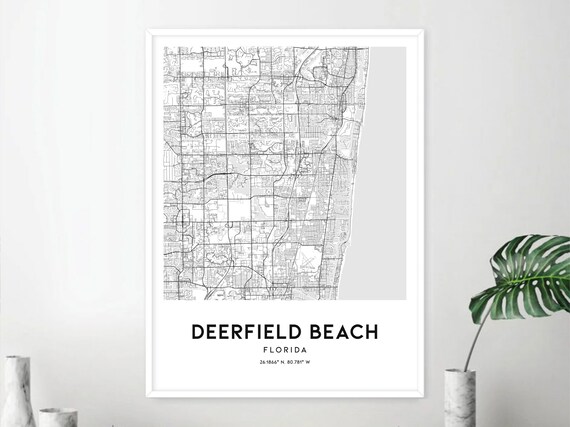 Deerfield Beach Map Print Deerfield Beach Map Poster Wall | Etsy