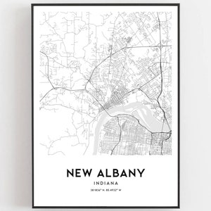 New Albany Map Print New Albany Map Poster Wall Art In City | Etsy