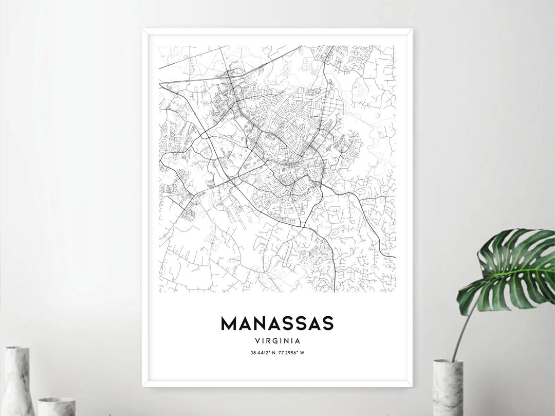 Manassas Map Print, Manassas Map Poster Wall Art, Va City Map, Virginia ...