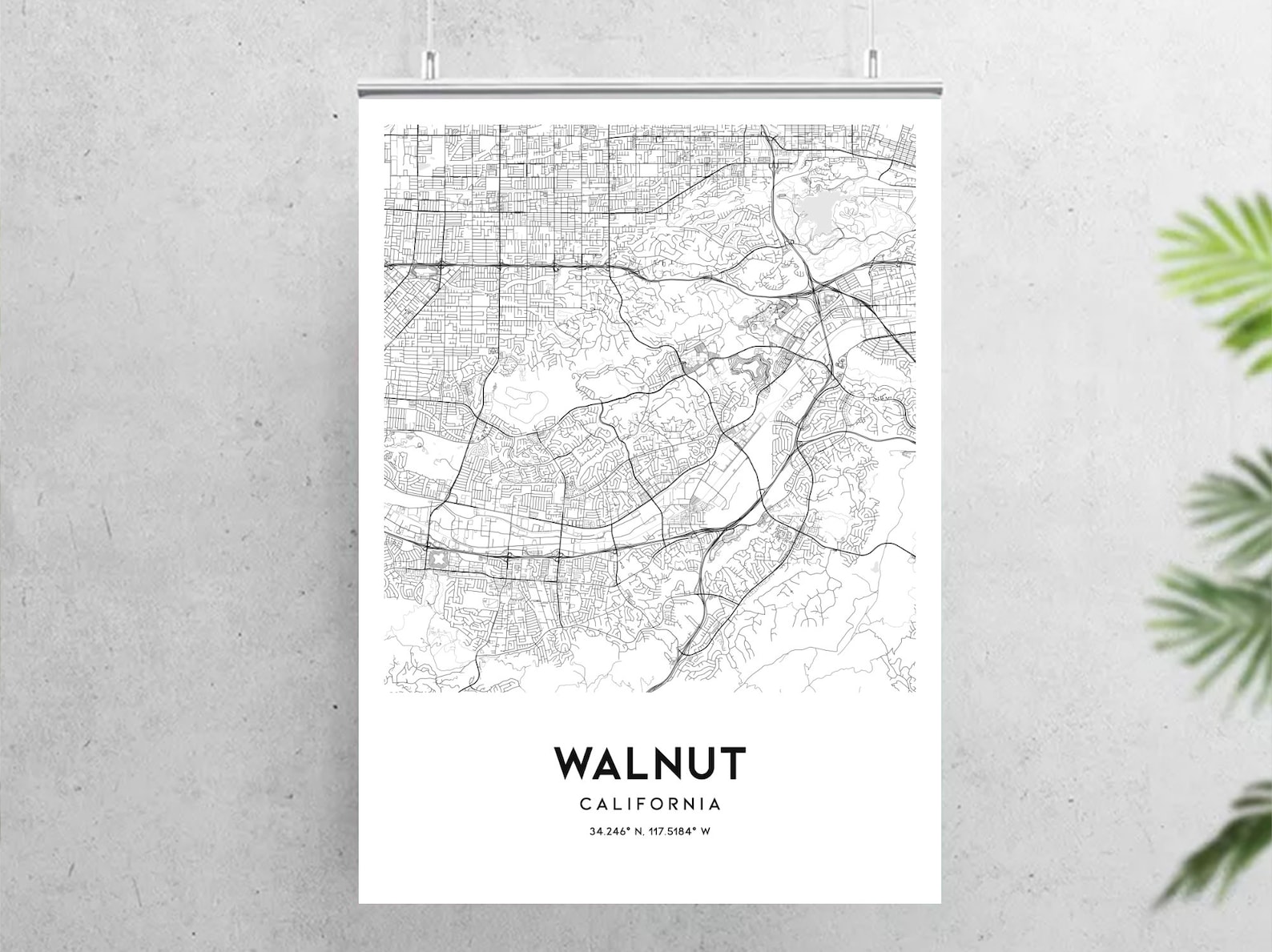 Walnut Map Print Walnut Map Poster Wall Art Ca City Map | Etsy