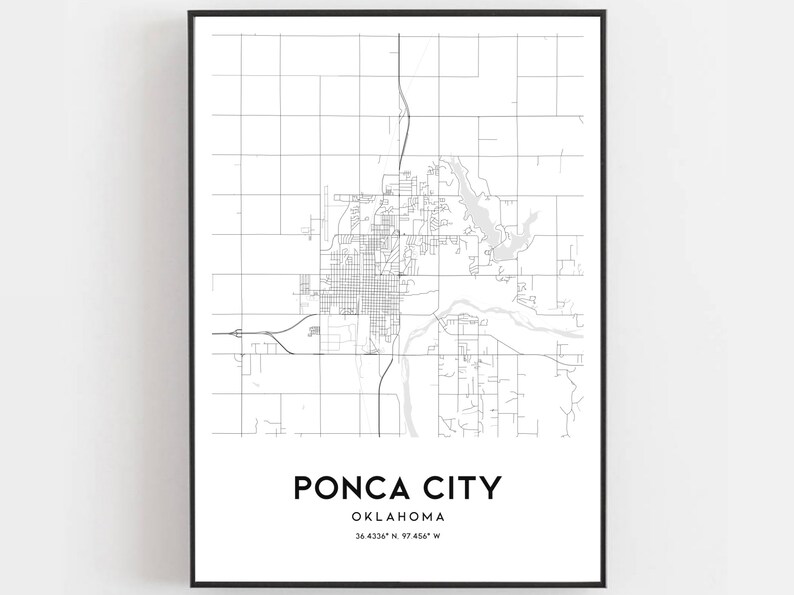 Ponca City Map Print Ponca City Map Poster Wall Art Ok City | Etsy