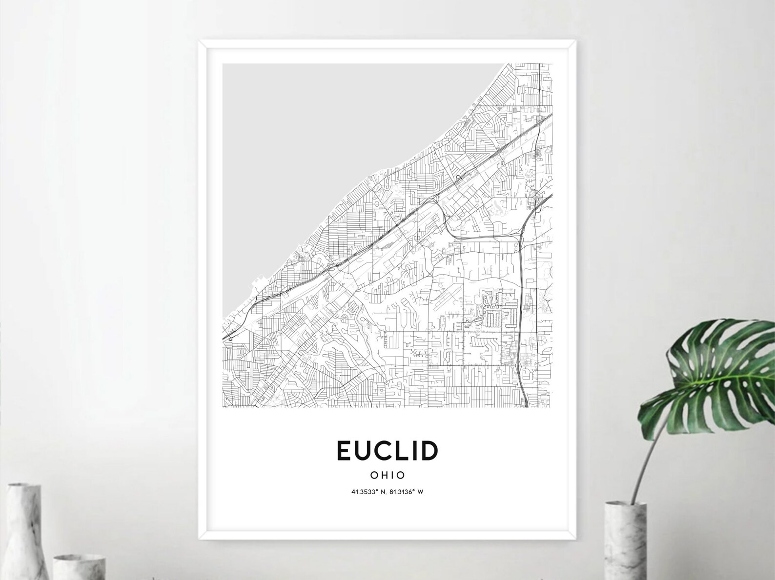 Euclid Map Print, Euclid Map Poster Wall Art, Oh City Map, Ohio Print ...