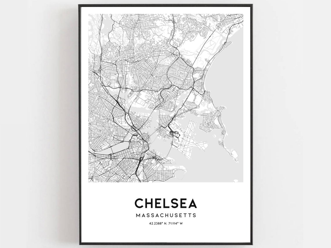 Chelsea Map Print Chelsea Map Poster Wall Art Ma City Map | Etsy