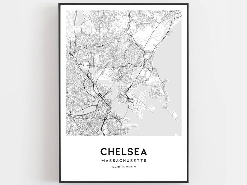 Chelsea Map Print Chelsea Map Poster Wall Art Ma City Map | Etsy