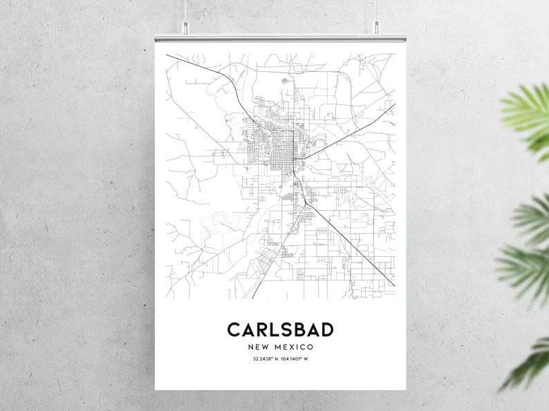 Carlsbad Map Print Carlsbad Map Poster Wall Art Nm City | Etsy