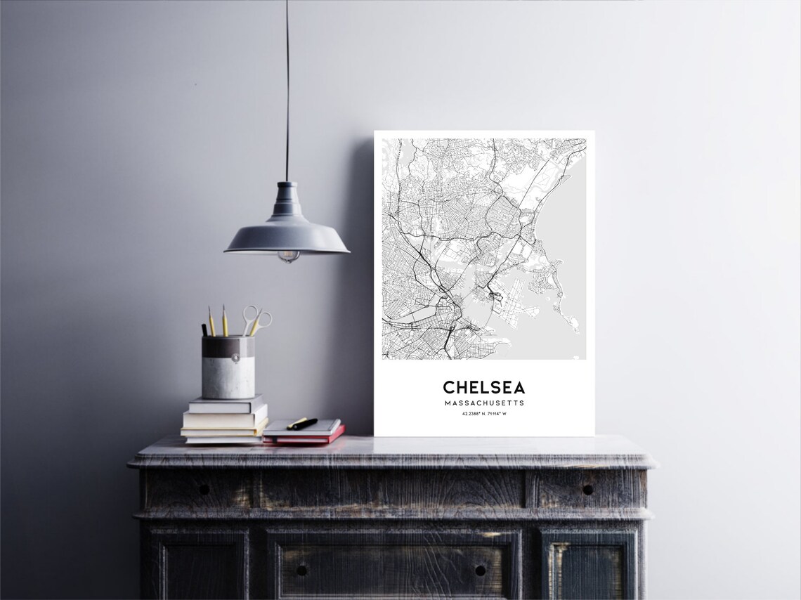 Chelsea Map Print, Chelsea Map Poster Wall Art, Ma City Map ...
