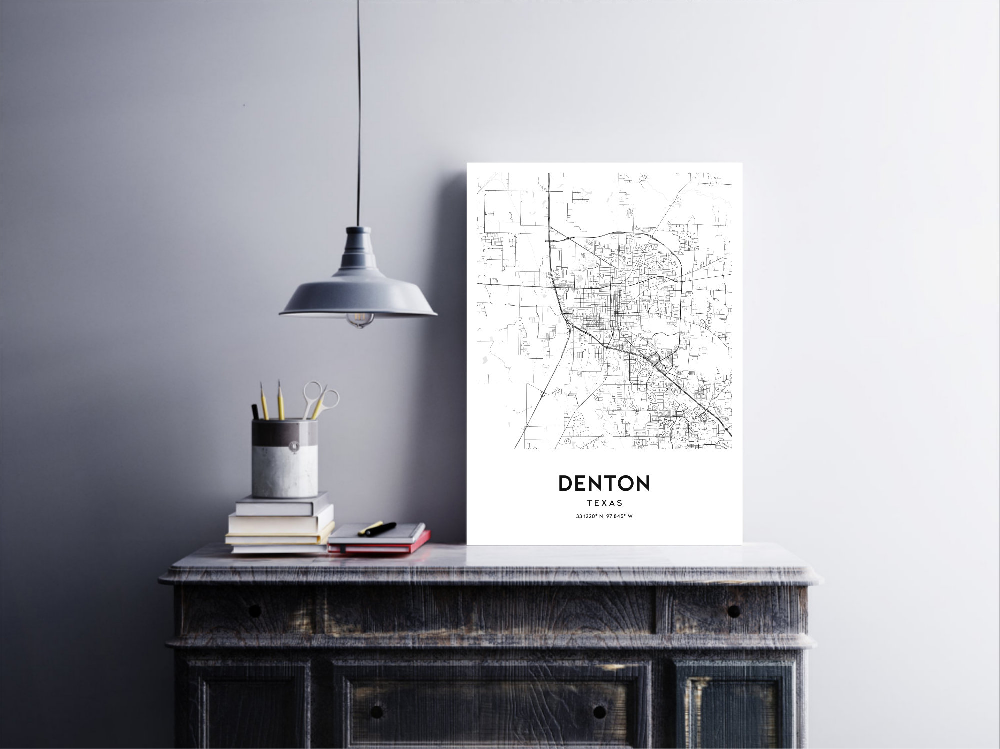 Denton Map Print, Denton Map Poster Wall Art, Tx City Map, Texas Print ...
