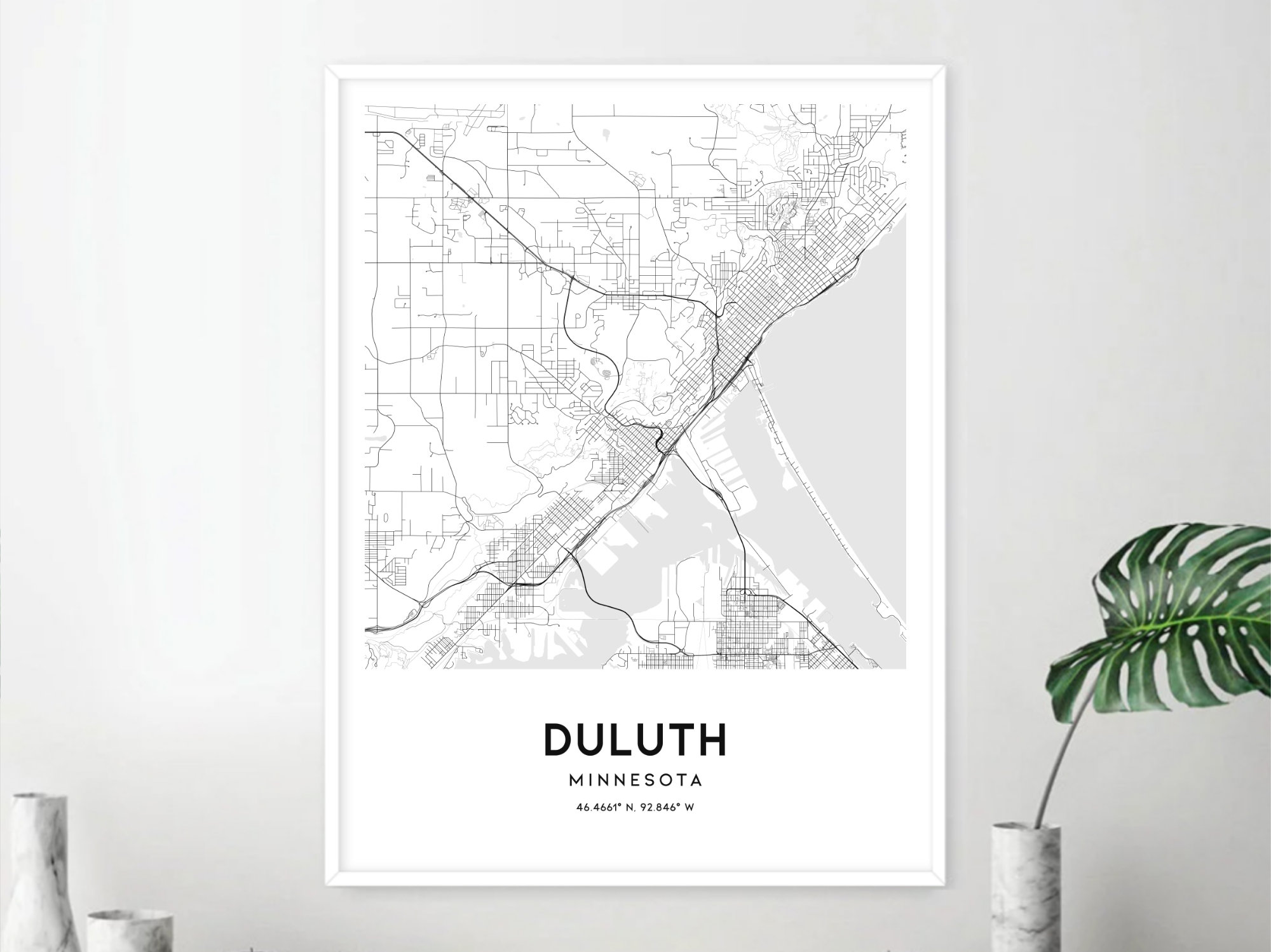 Duluth Map Print, Duluth Map Poster Wall Art, Mn City Map, Minnesota ...