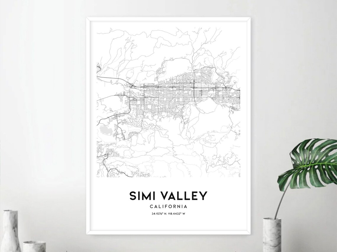 Simi Valley Map Print, Simi Valley Map Poster Wall Art, Ca City Map ...