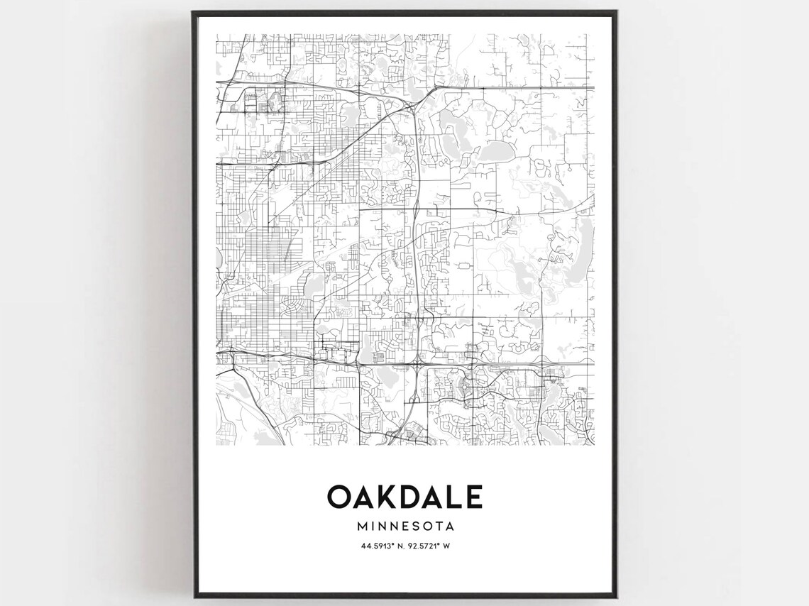 Oakdale Map Print, Oakdale Map Poster Wall Art, Mn City Map, Minnesota ...
