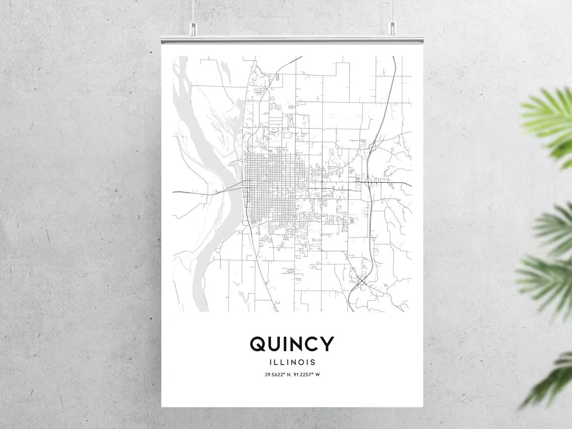 Quincy Map Print Quincy Map Poster Wall Art Il City Map | Etsy