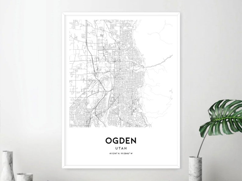 Ogden Map Print, Ogden Map Poster Wall Art, Ut City Map, Utah Print ...