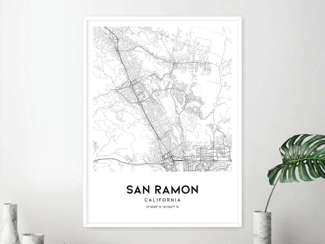 San Ramon Map Print, San Ramon Map Poster Wall Art, Ca City Map ...