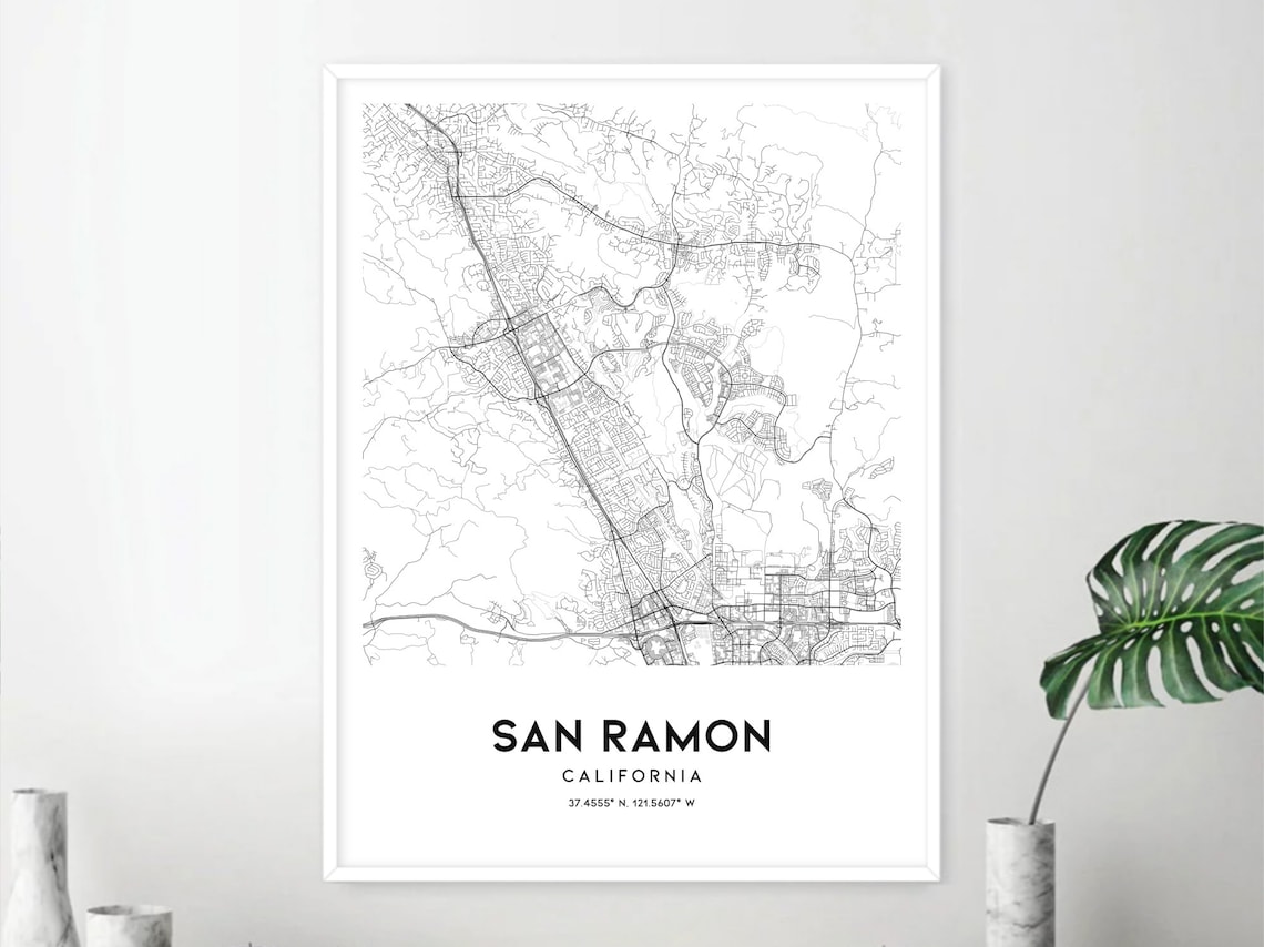 San Ramon Map Print, San Ramon Map Poster Wall Art, Ca City Map ...