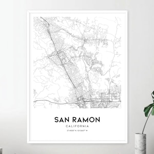 San Ramon Map Print, San Ramon Map Poster Wall Art, Ca City Map ...