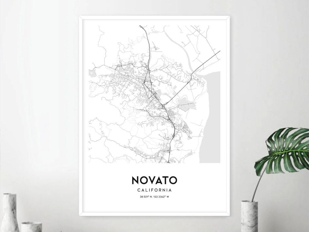 Novato Map Print, Novato Map Poster Wall Art, Ca City Map, California ...