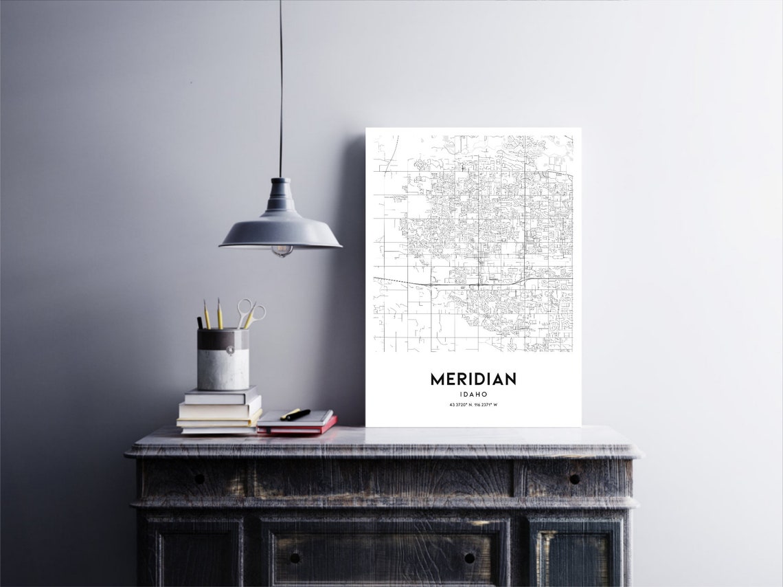 Meridian Map Print, Meridian Map Poster Wall Art, Id City Map, Idaho ...