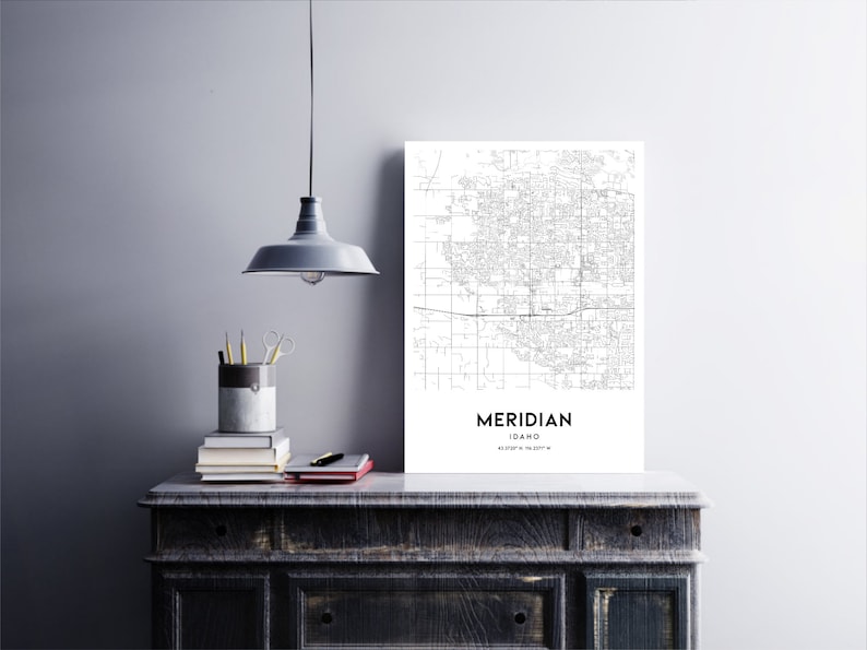 Meridian Map Print, Meridian Map Poster Wall Art, Id City Map, Idaho ...