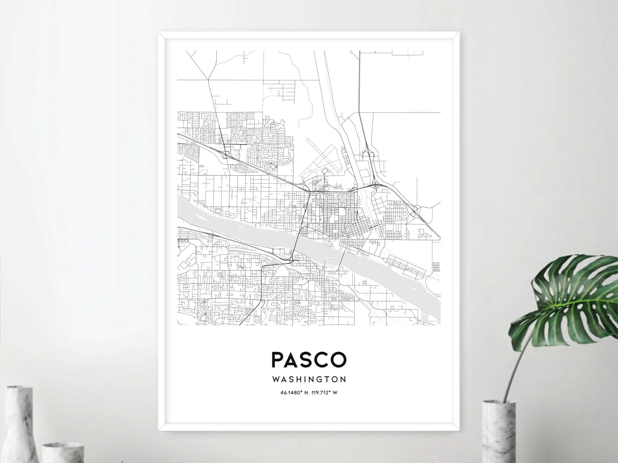 Pasco Map Print, Pasco Map Poster Wall Art, Wa City Map, Washington ...