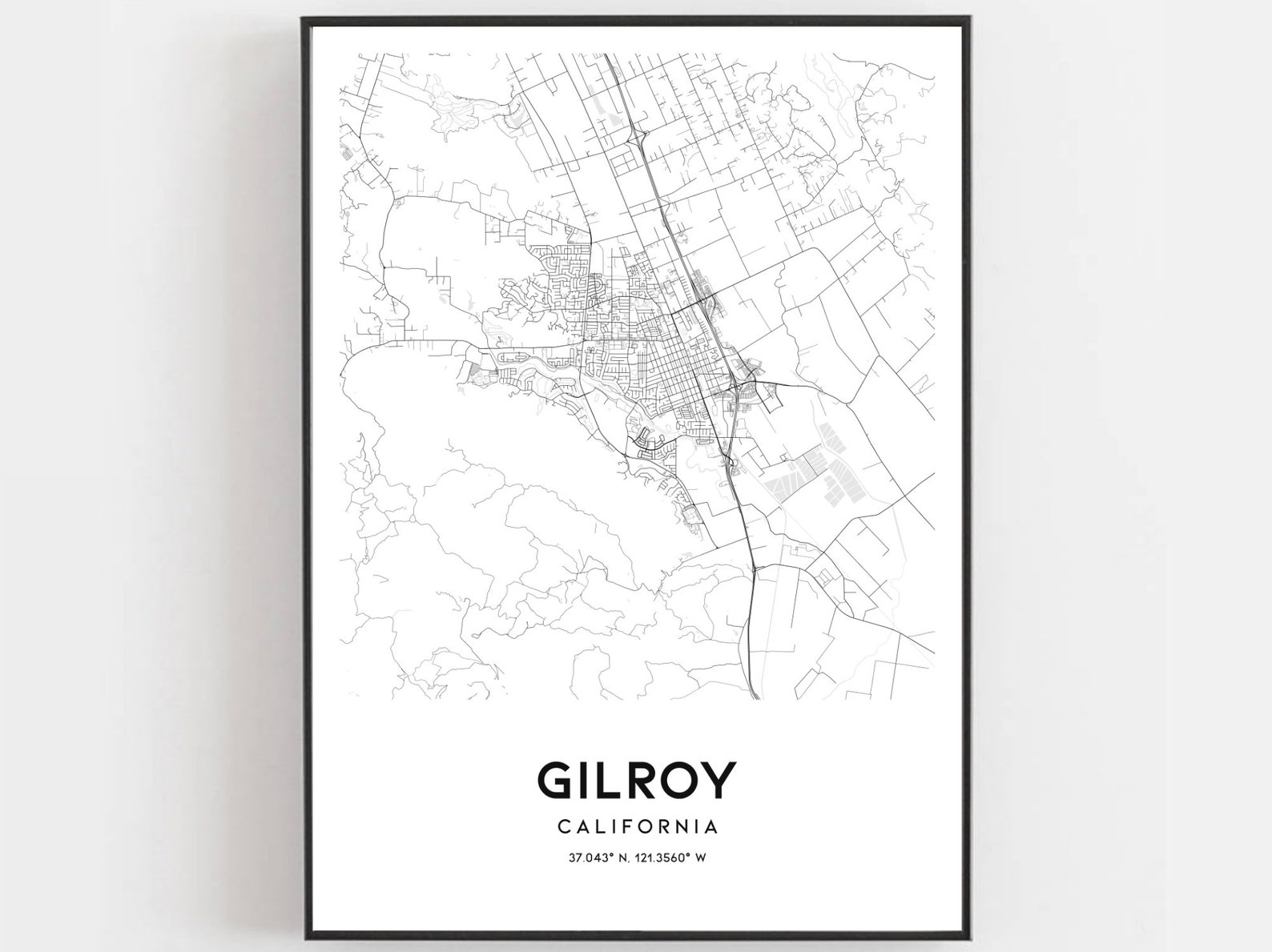 Gilroy Map Print Gilroy Map Poster Wall Art Ca City Map | Etsy