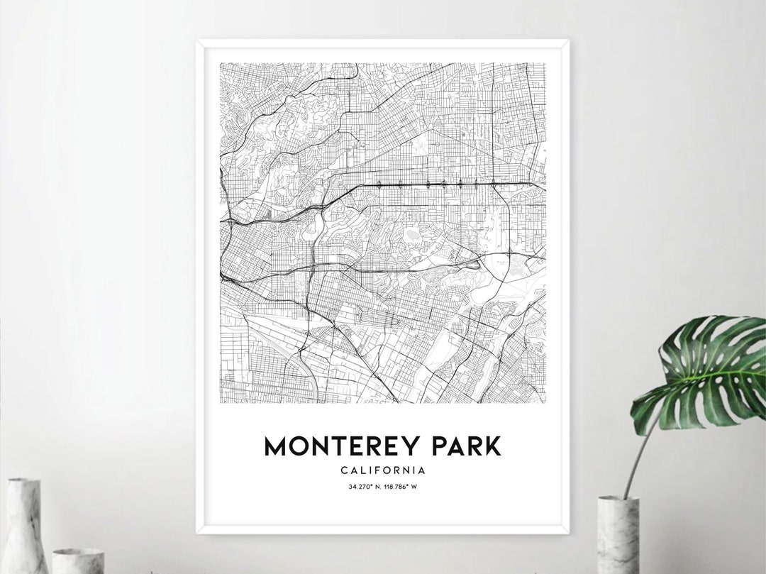 Monterey Park Map Print Monterey Park Map Poster Wall Art Ca - Etsy