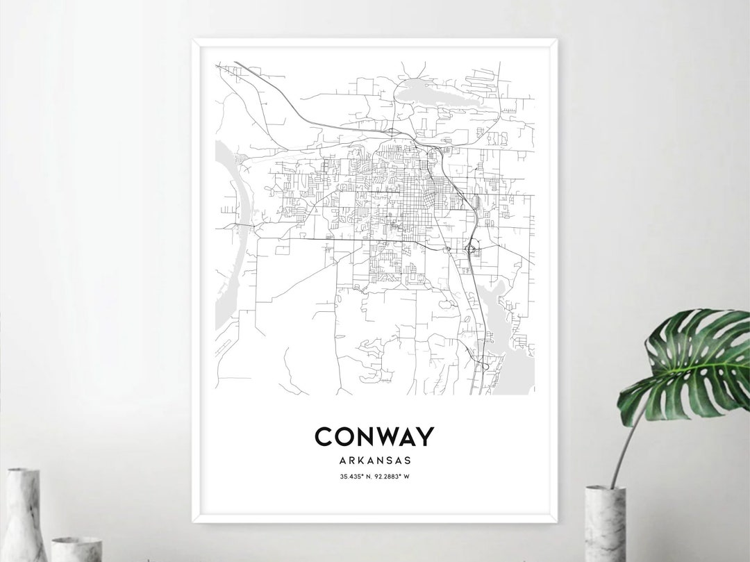 Conway Map Print, Conway Map Poster Wall Art, Ar City Map, Arkansas ...