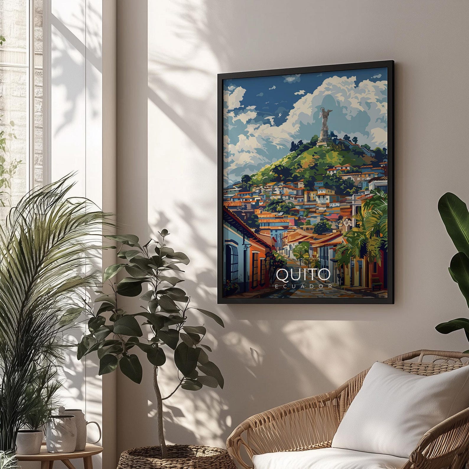 Quito Print Ecuador Travel Wall Art Cityscape Andes Mountains Historic ...