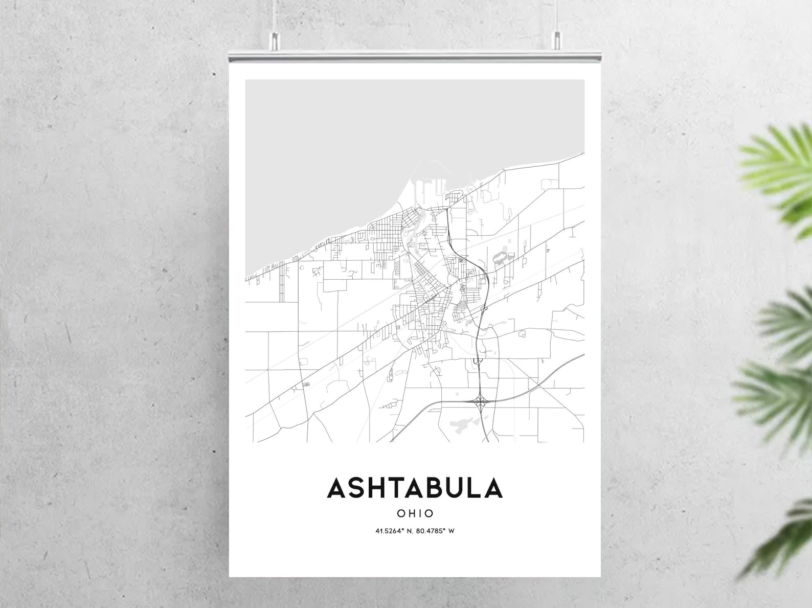Ashtabula Map Print Ashtabula Map Poster Wall Art Oh City | Etsy