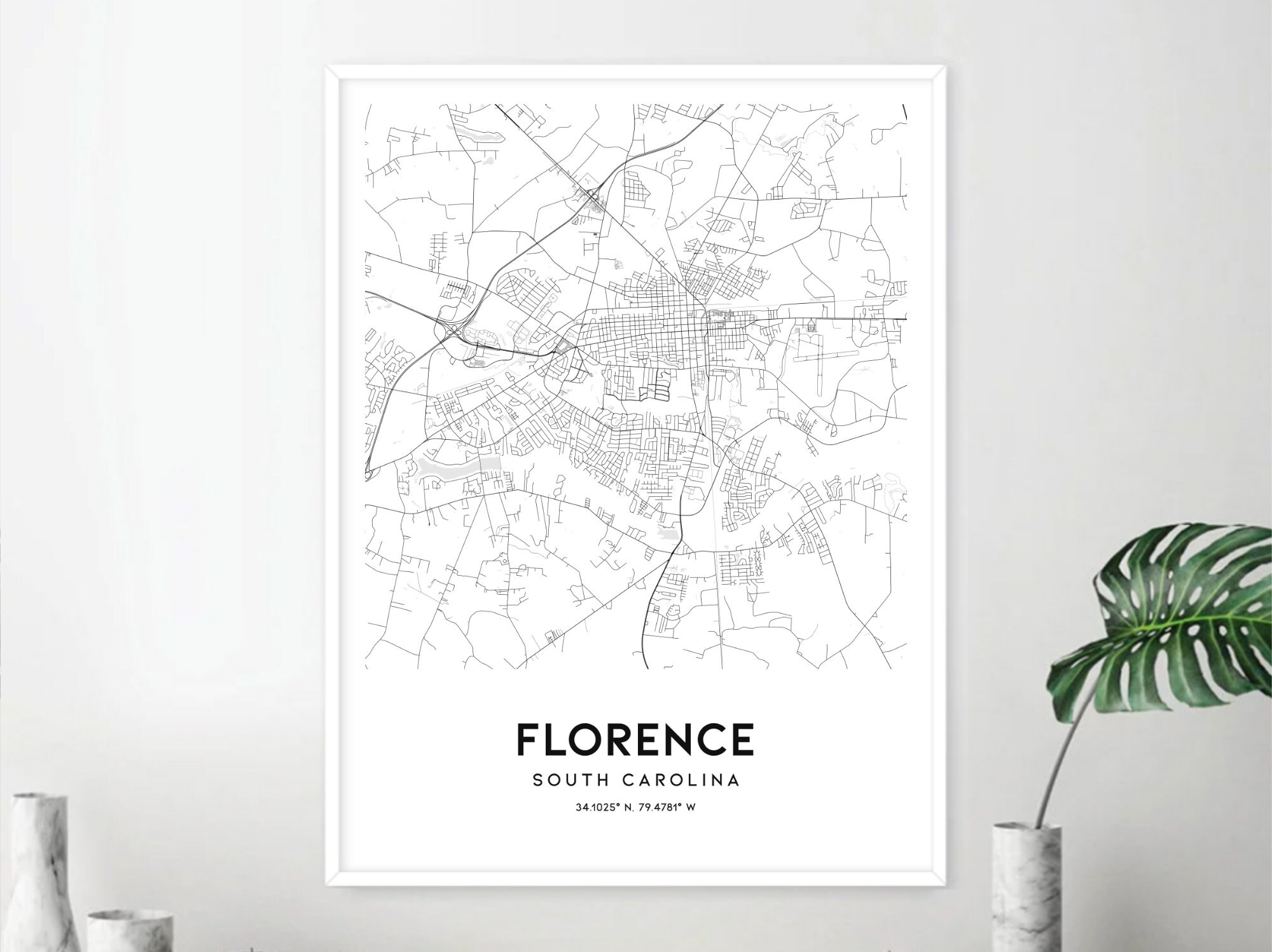 Florence Map Print, Florence Map Poster Wall Art, Sc City Map, South ...