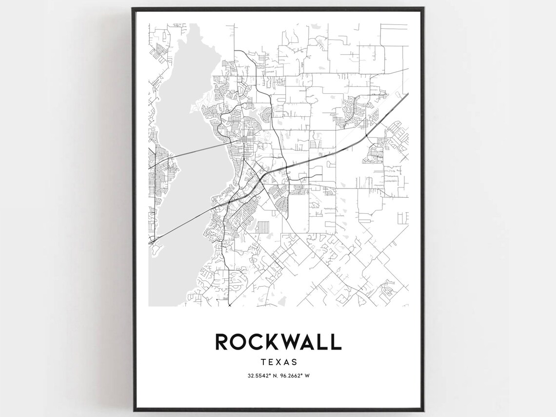 Rockwall Map Print Rockwall Map Poster Wall Art Tx City Map | Etsy
