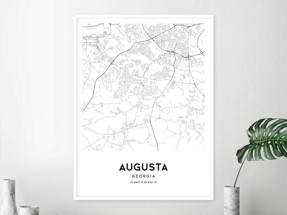 Augusta Map Print Augusta Map Poster Wall Art Ga City Map | Etsy
