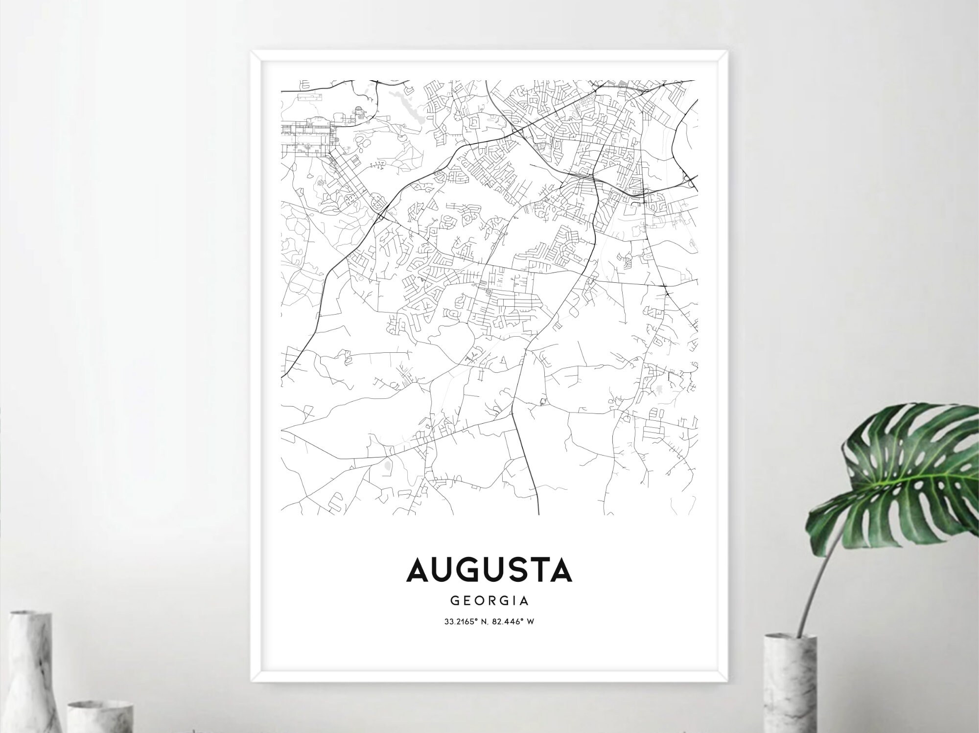 Augusta Map Print, Augusta Map Poster Wall Art, Ga City Map, Georgia ...