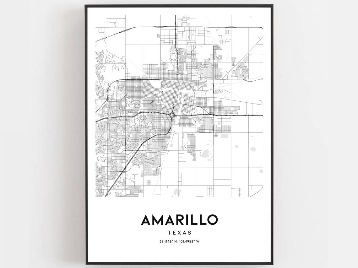 Amarillo Map Print Amarillo Map Poster Wall Art Tx City Map | Etsy