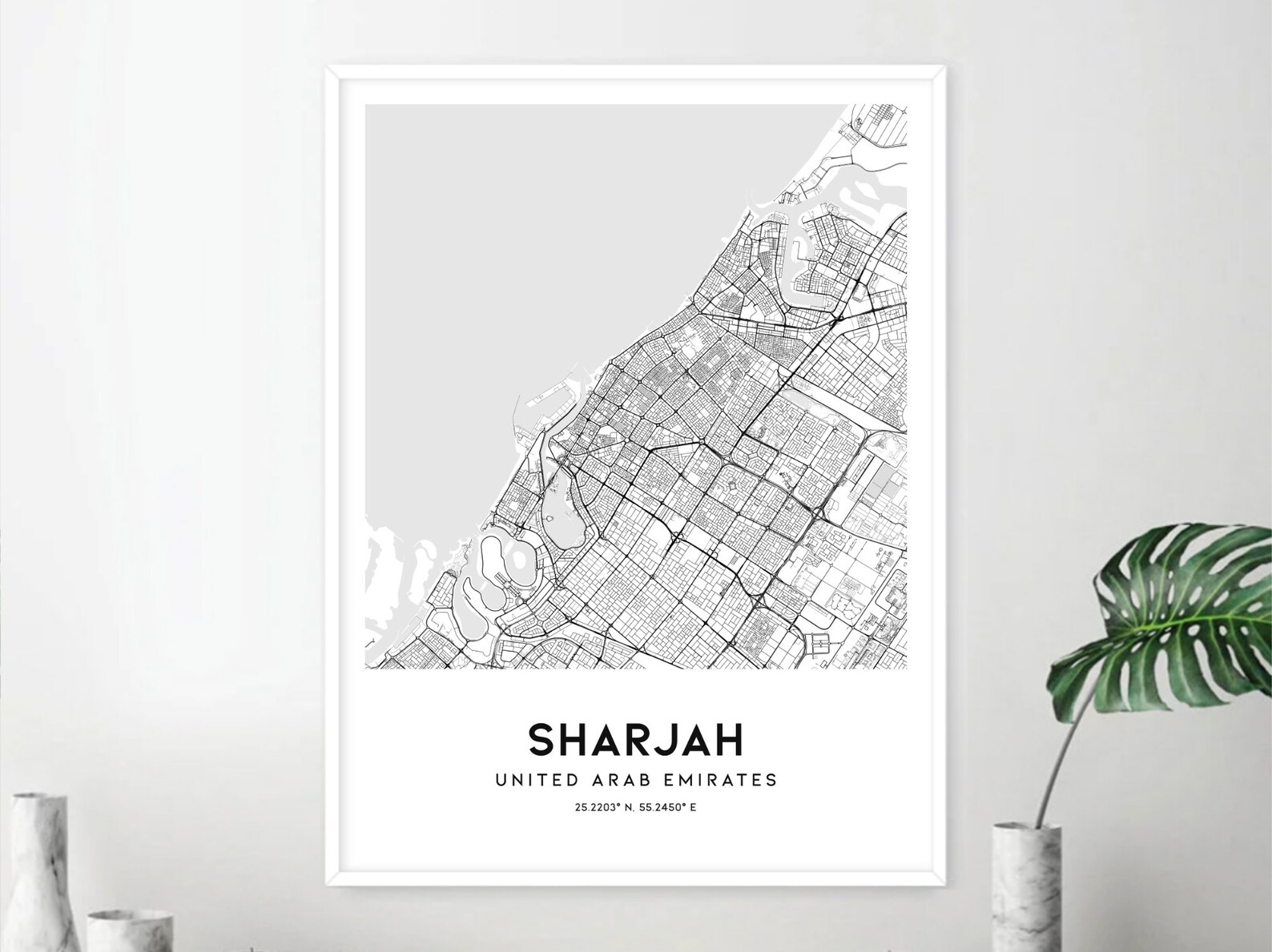 Sharjah Map Print, Sharjah Map Poster Wall Art, Sharjah City Map ...