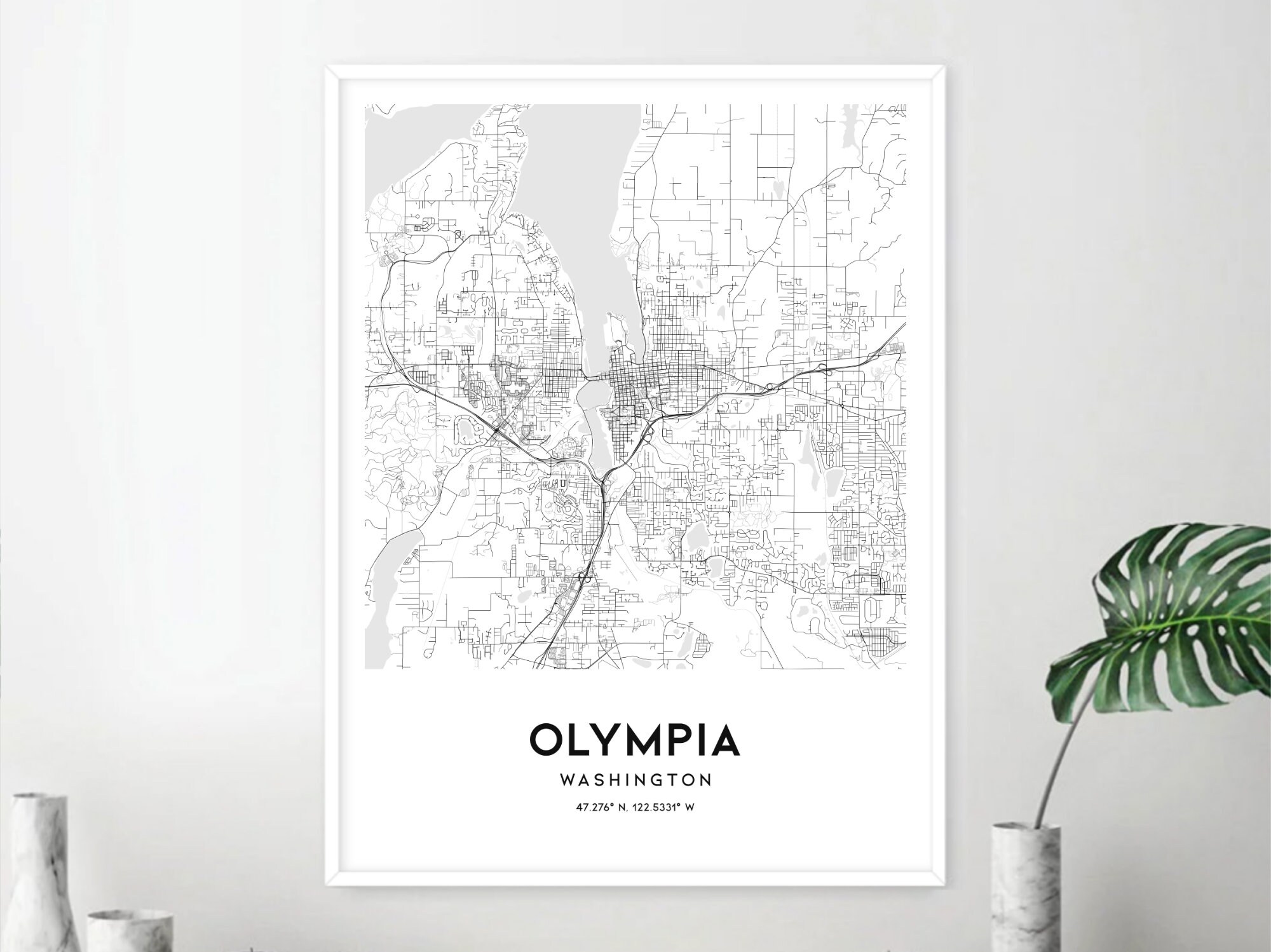 Olympia Map Print, Olympia Map Poster Wall Art, Wa City Map, Washington ...